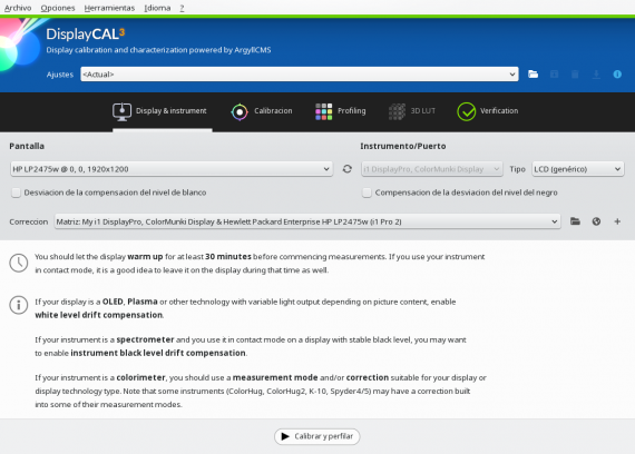 DisplayCAL II. Display & instrument: configurando la pantalla e instrumento